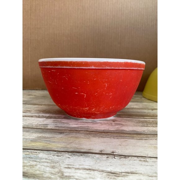 Pyrex | Dining | 94s Pyrex Primary Red Mixing Bowl Us Pat Off ...